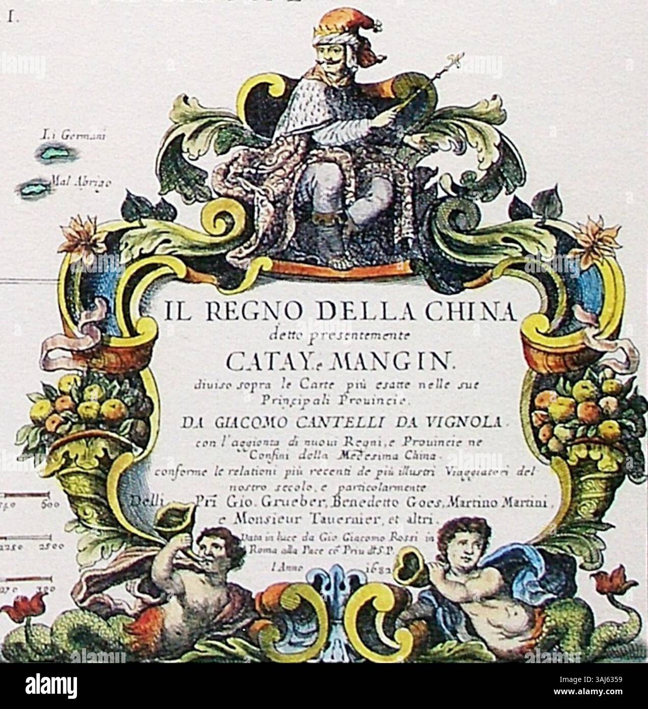 This 1689 reprint of a map by Giacomo Cantelli features a decorative ...