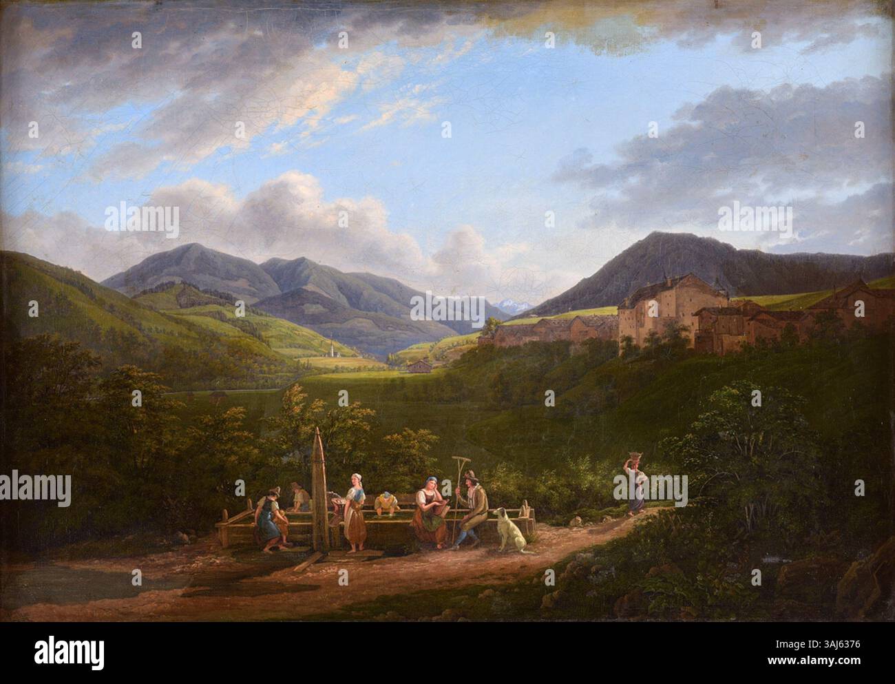 This 1833 oil painting by Lebrecht Kühne depicts a Tyrolean landscape ...