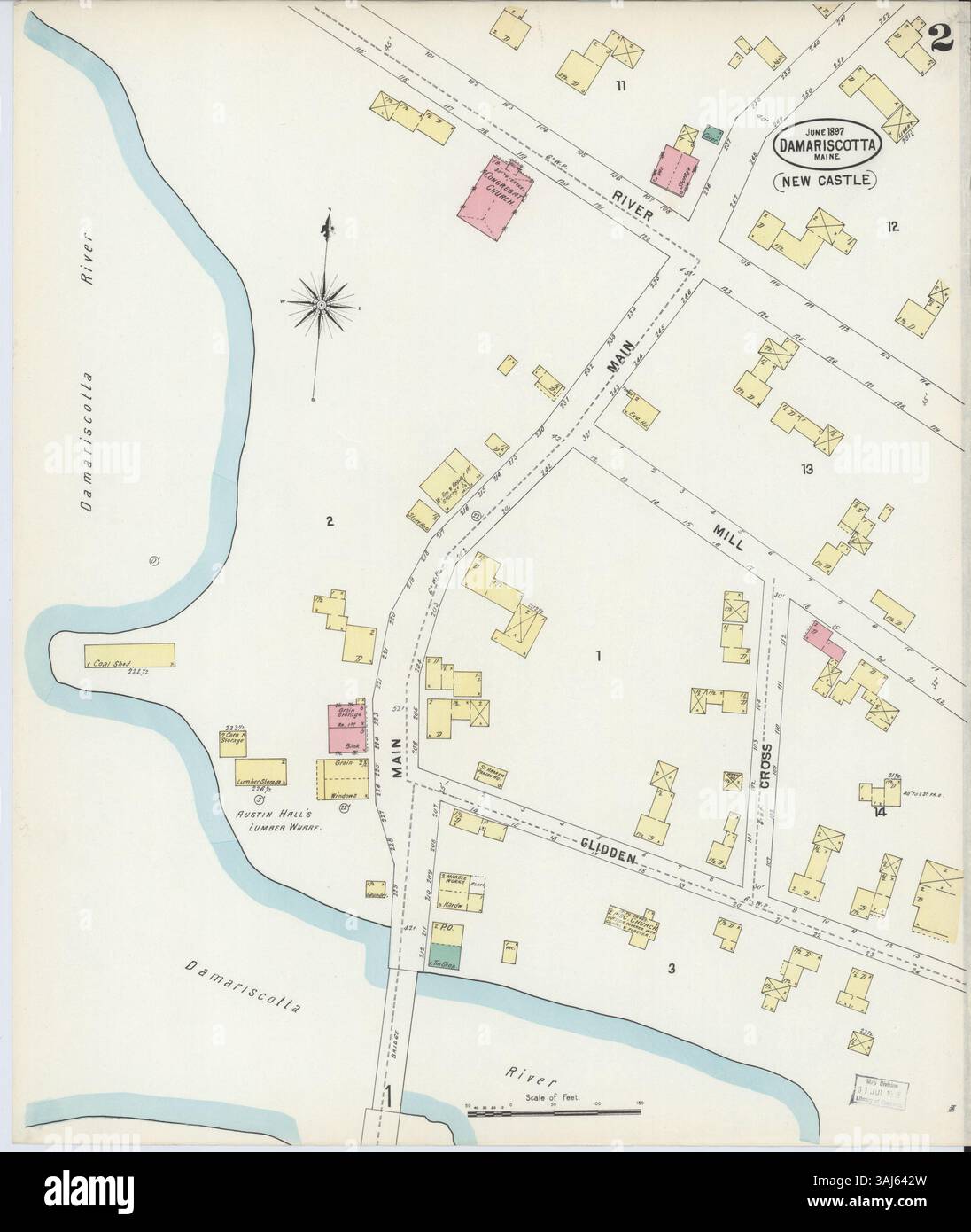 This Sanborn Fire Insurance Map of Damariscotta, from June 1897 ...