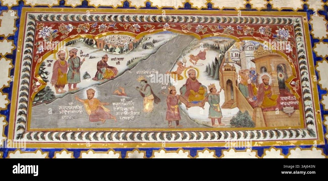 This fresco, created by Jaimal Singh Naqqash and his contemporaries, depicts a scene from the ...