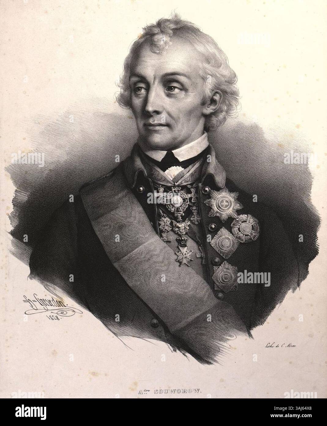 This lithograph from 1828 depicts Russian commander Alexander ...