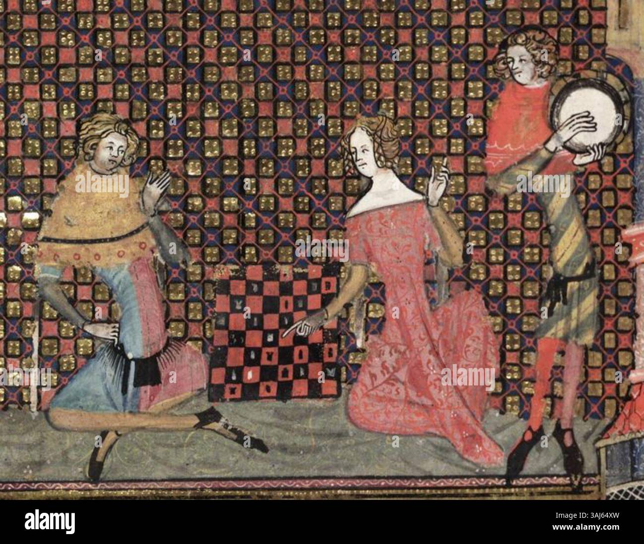 Scene depicts medieval figures engaged hi-res stock photography and ...