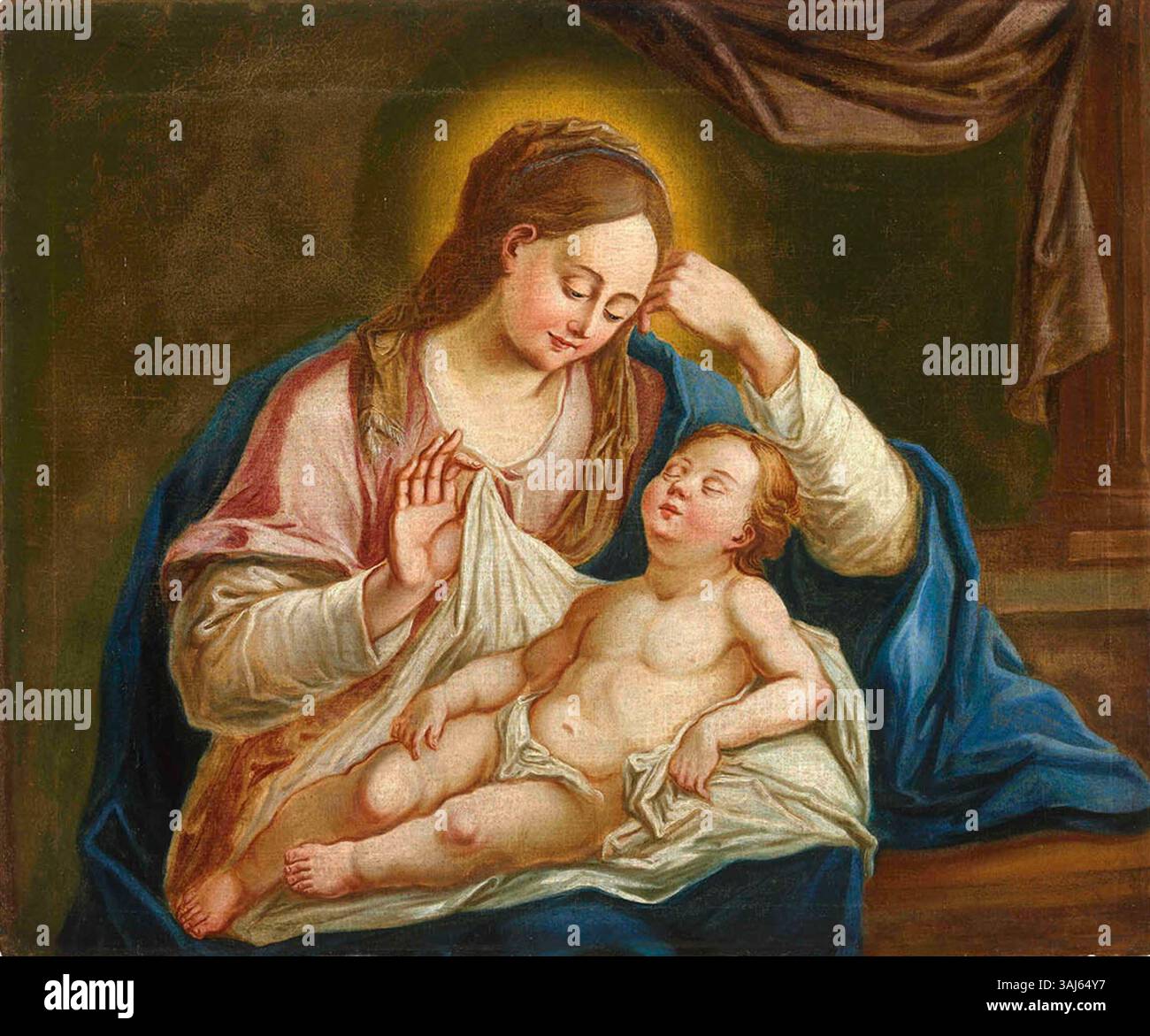 This circa 1700 oil painting, after Guido Reni, depicts the Madonna and ...