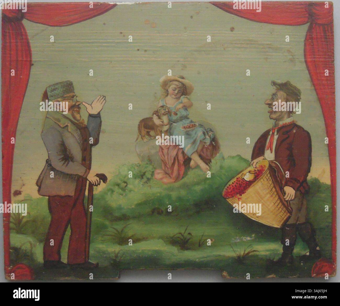 'Moka z deklico' is a 19th-century oil on panel painting, displayed at ...