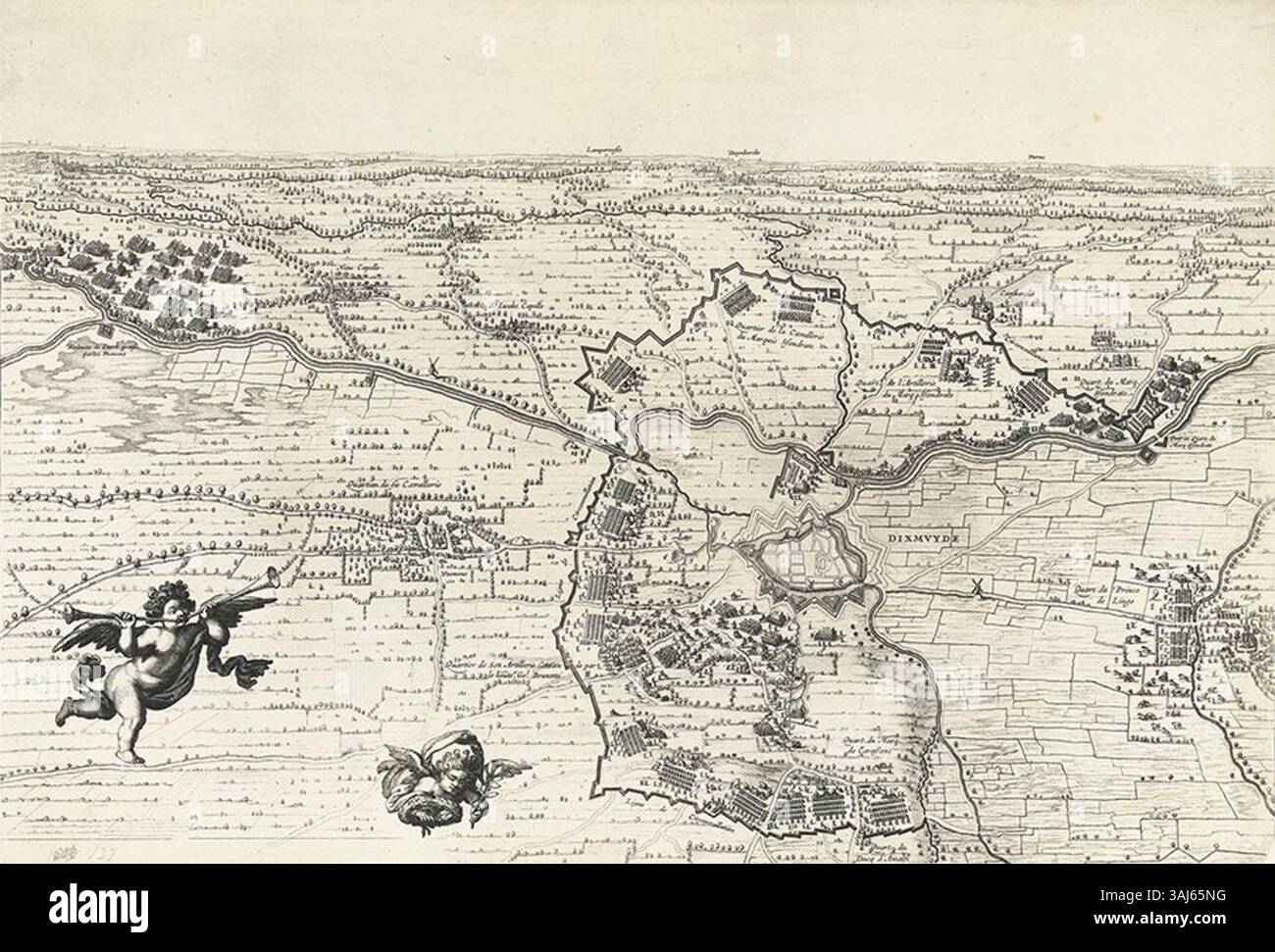 This map, created in 1647, depicts the Siege of Diksmuide, Flanders ...