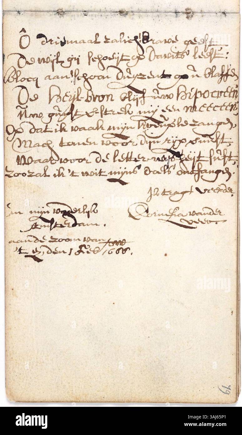 Cornelia van der Veer, a 17th-century Dutch poet, contributed a poem to ...