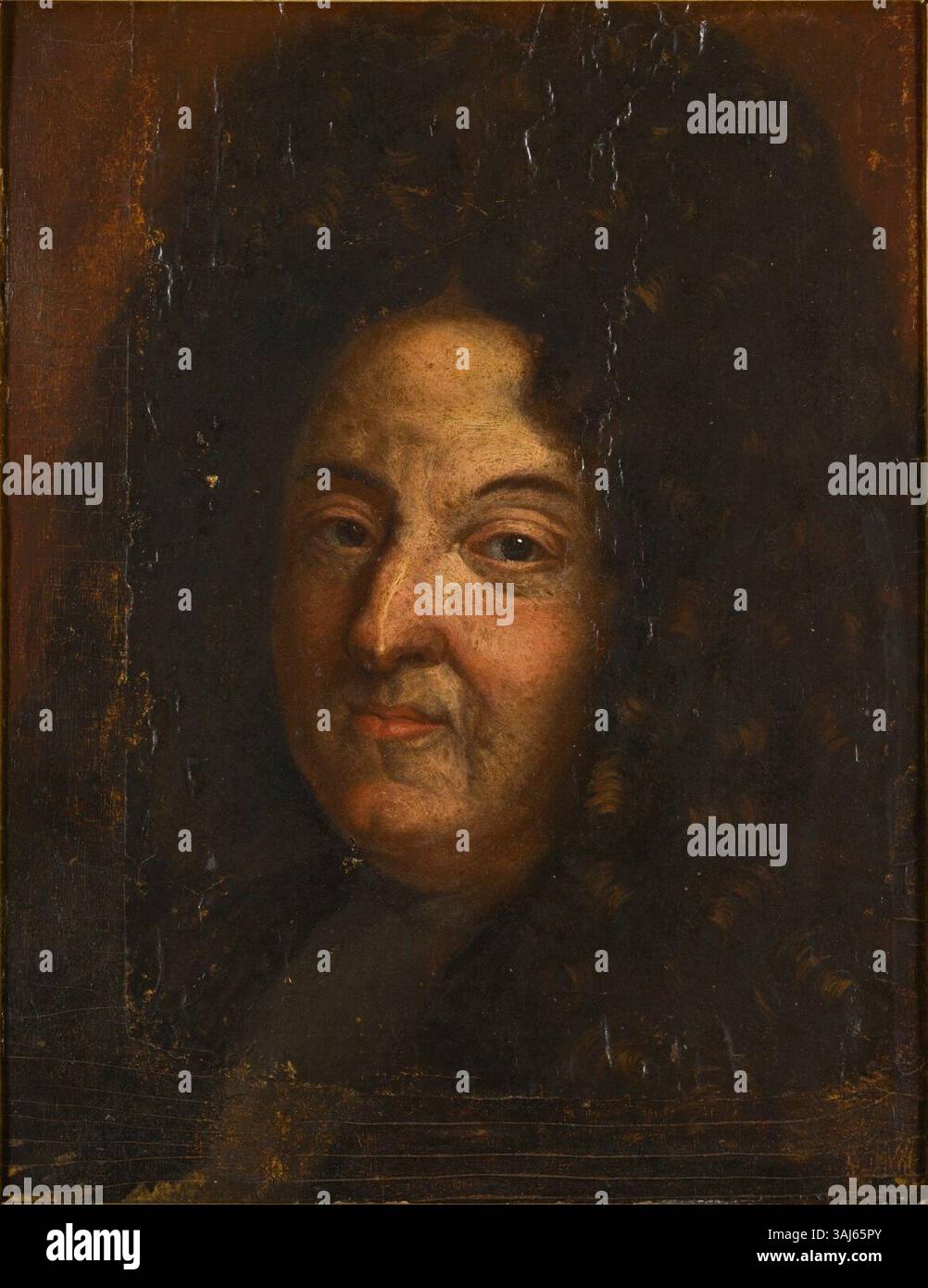 This portrait of Louis XIV of France, after Hyacinthe Rigaud, presents the French monarch in ...