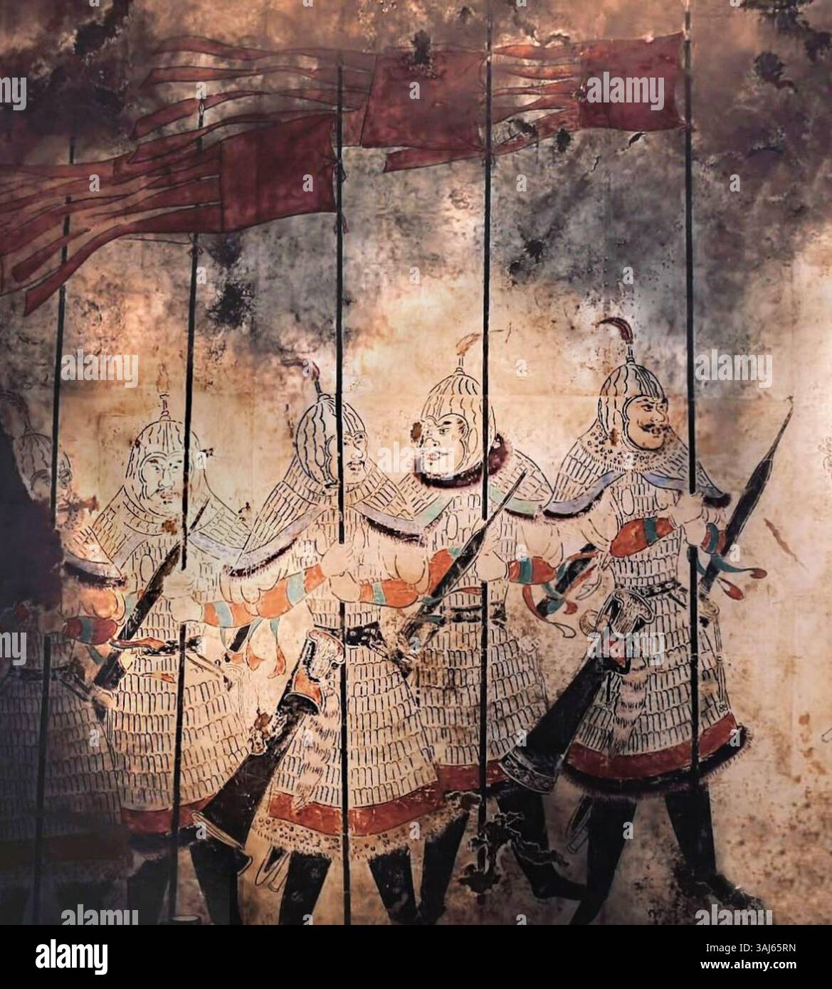 The painting depicts the soldiers guarding the Tomb of Princess Changle ...