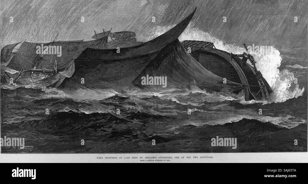 This 1878 wood engraving by William James Palmer depicts HMS 'Eurydice ...