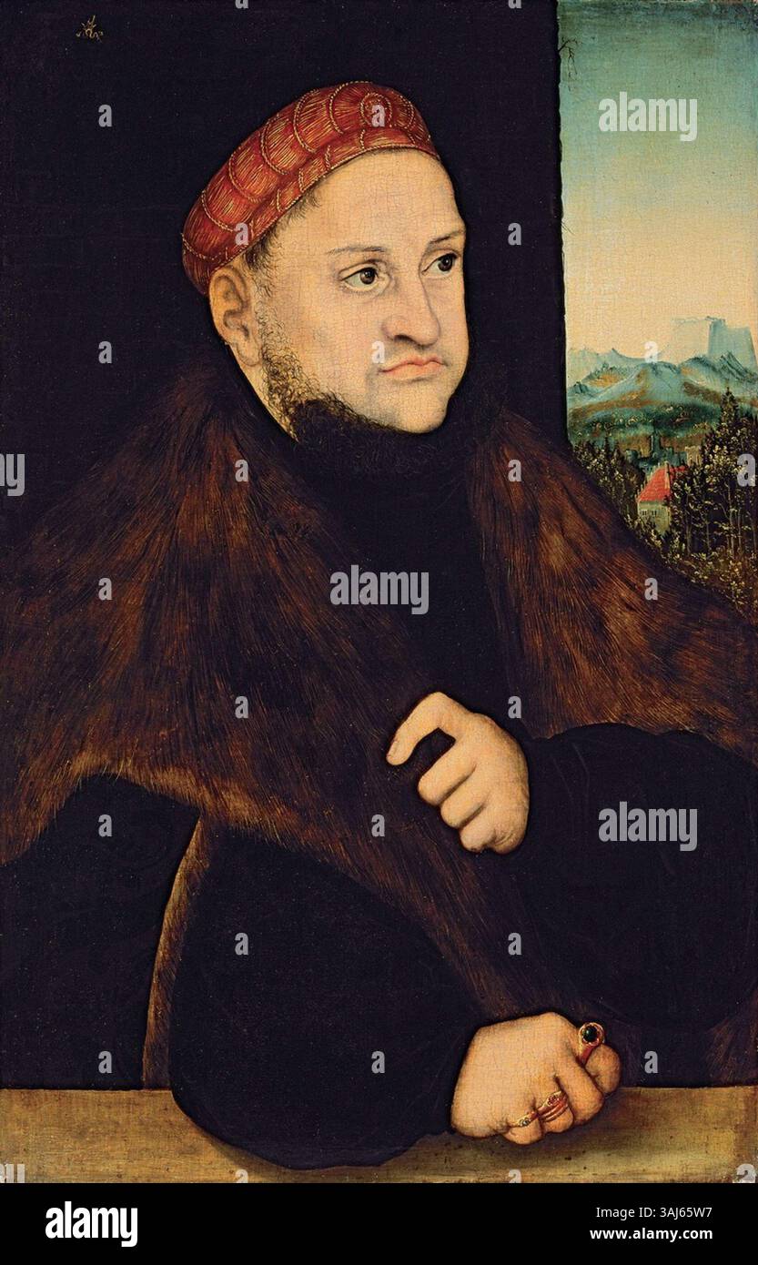 This painting by Lucas Cranach the Elder depicts Frederick III of Saxony, created around 1515 ...