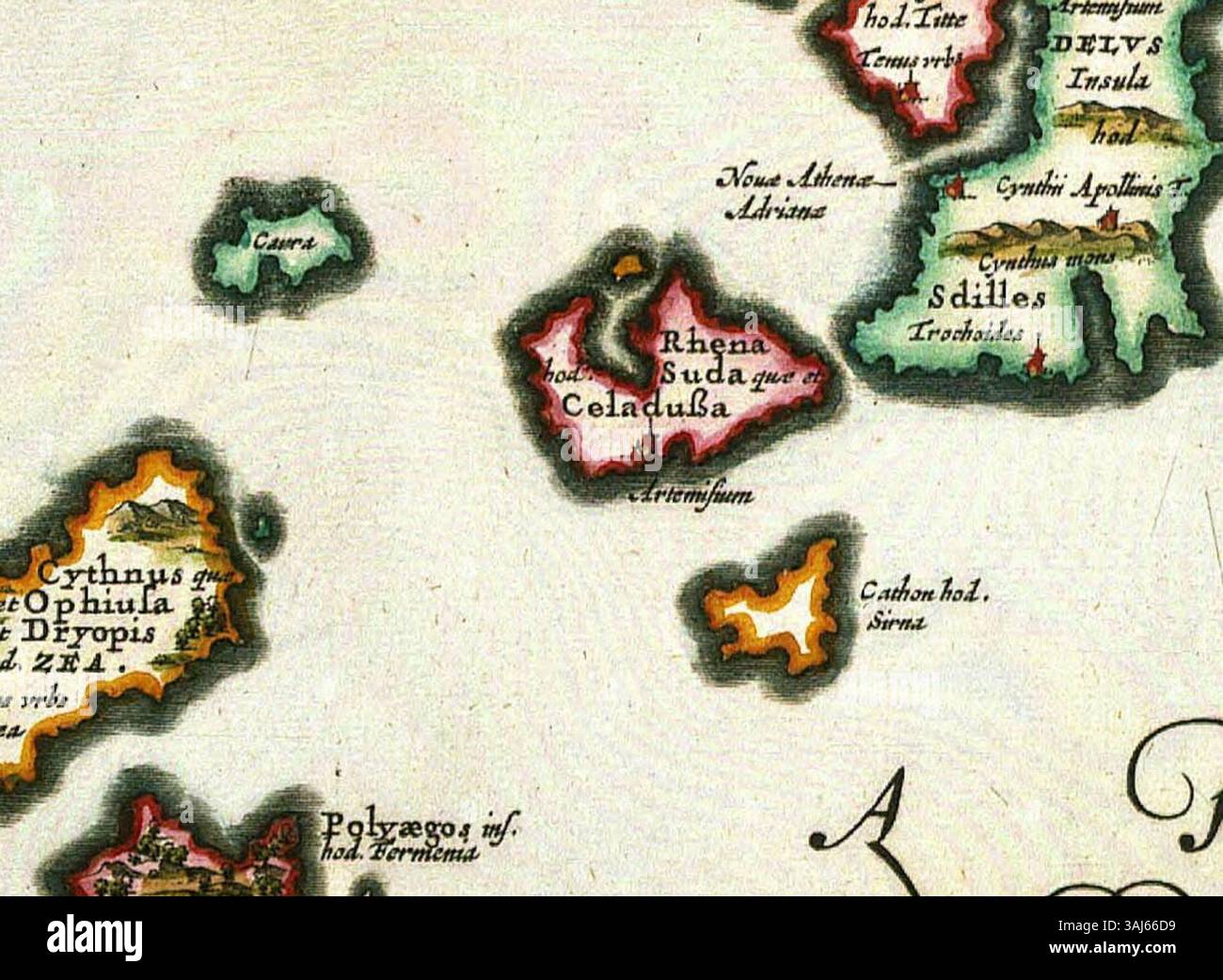 This map detail, created by Johann Lauremberg in 1654, shows the Rhena ...