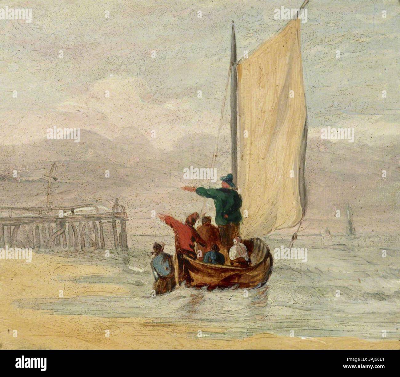 This marine painting, attributed to Joseph Stannard, depicts a fishing ...