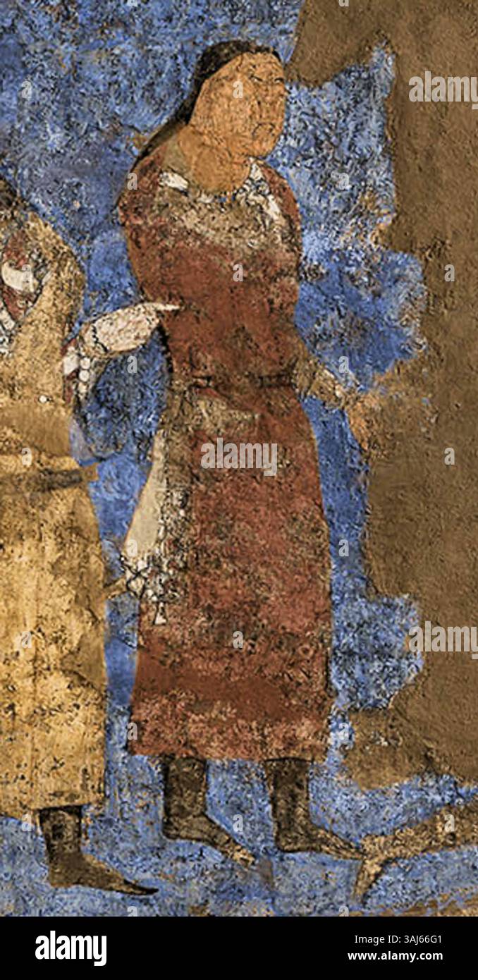 This depiction from the Afrasiab murals features a Western Turkic ...