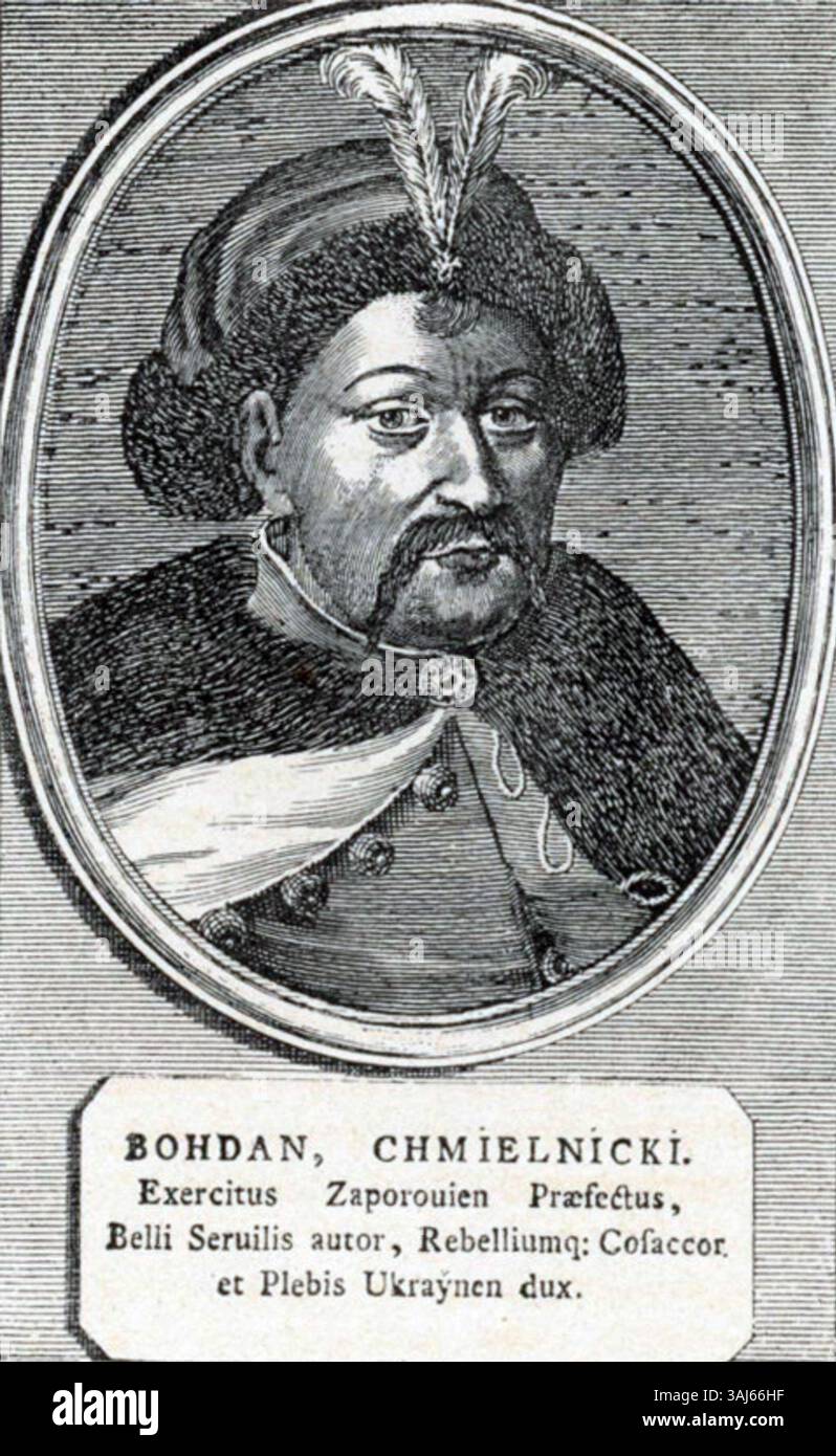 A historical portrait of Bohdan Khmelnytsky, a Ukrainian Cossack leader ...