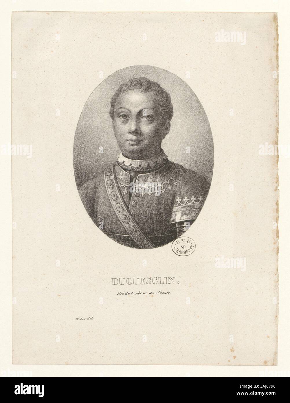 This lithograph illustrates Bertrand du Guesclin, drawn from his tomb ...