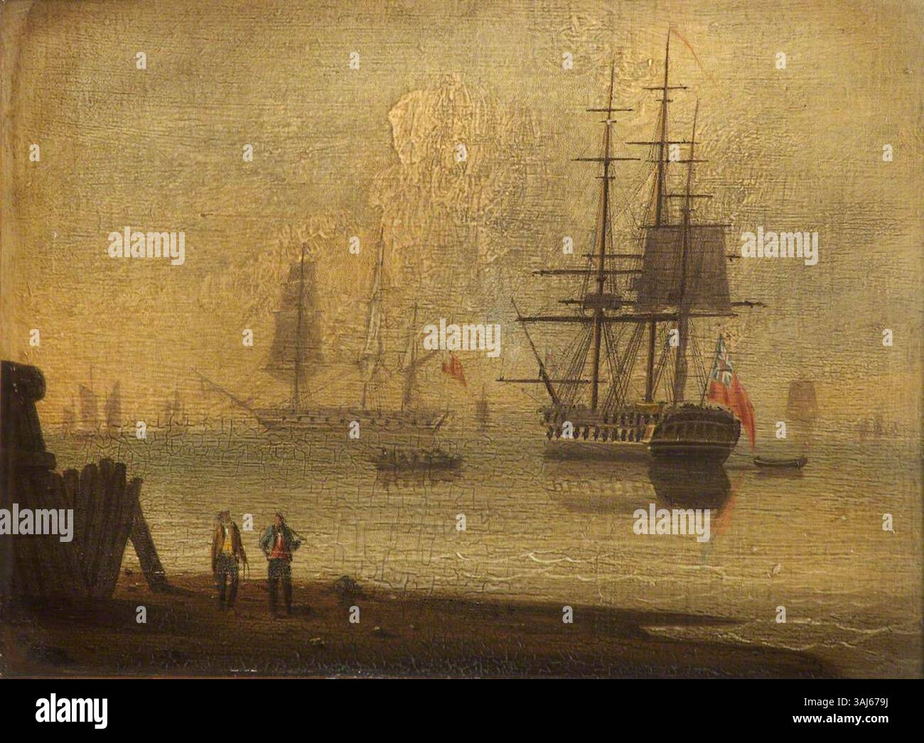 This maritime painting, created by the British School circa 1820 ...