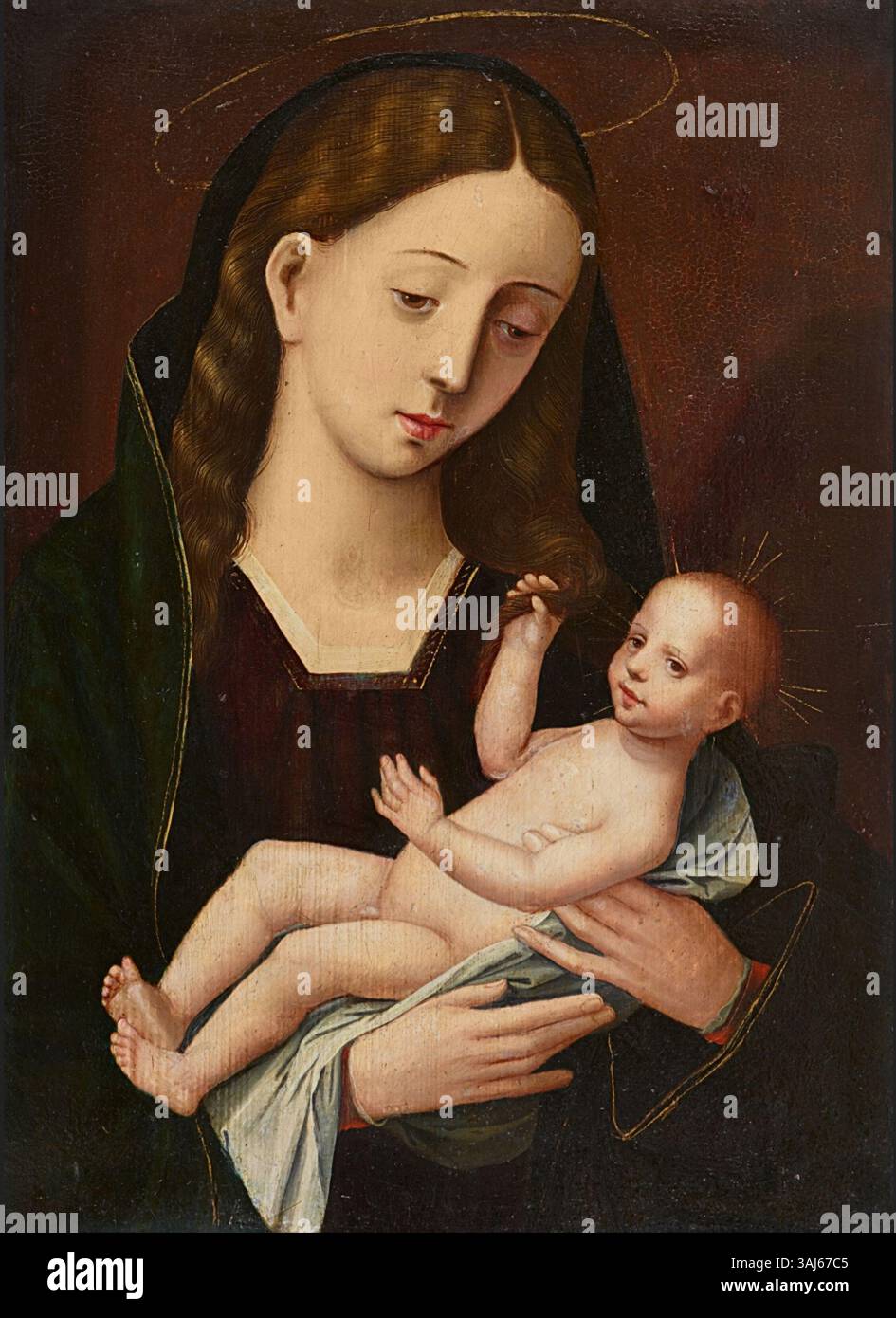 This 16th-century painting by the Master of the Female Halflengths depicts the Virgin Mary with ...