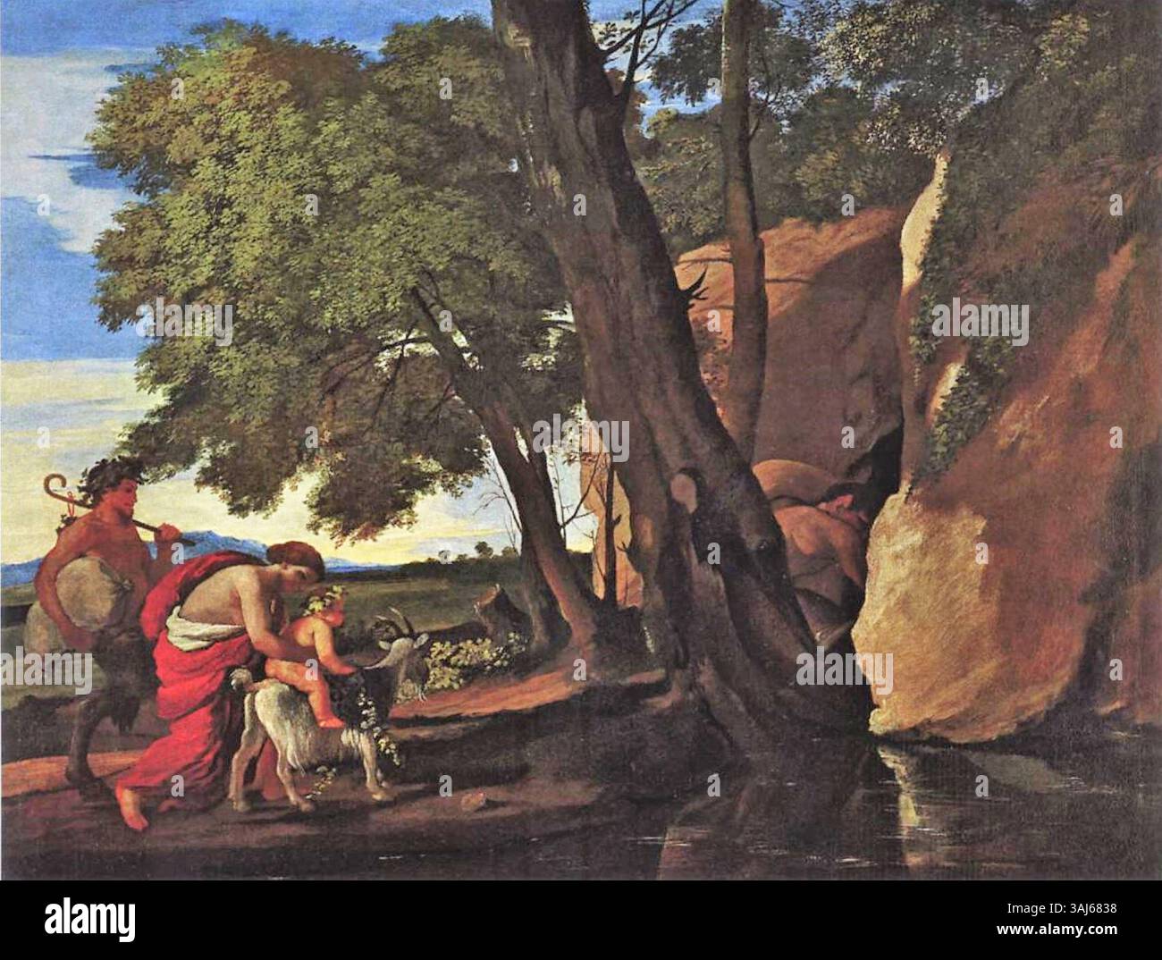 A 1628 oil painting by Nicolas Poussin depicting the childhood of ...
