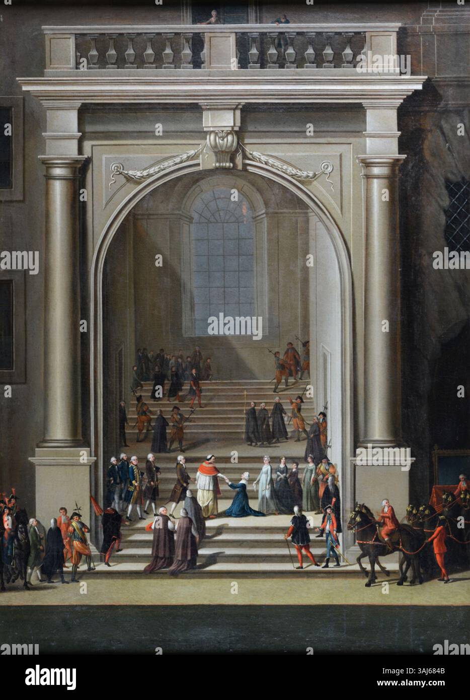 This 1803 painting depicts Pope Pius VII's visit to Palazzo Colonna, a ...