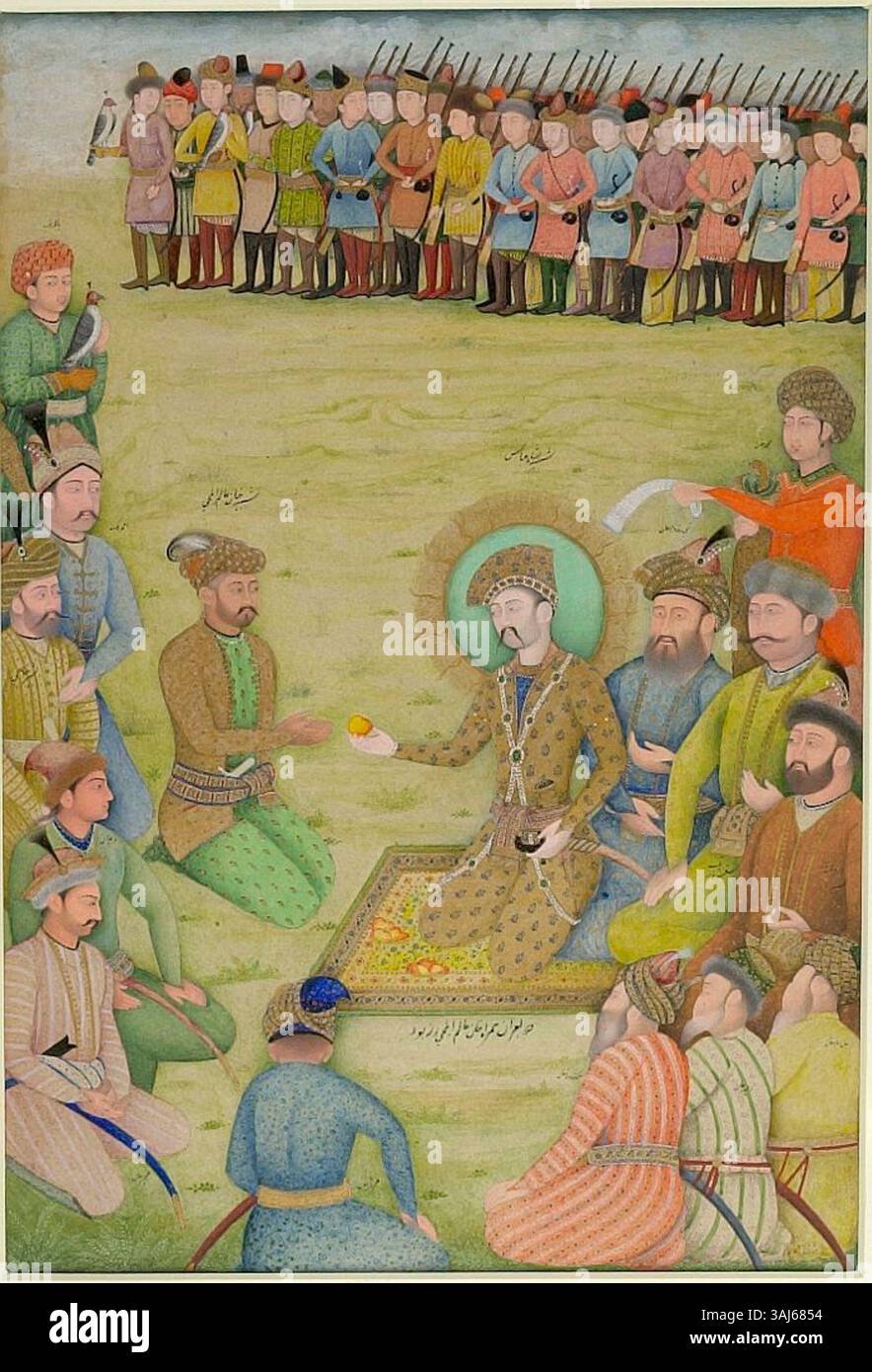 The painting depicts Safavid Persian ruler Shah Abbas I receiving ...