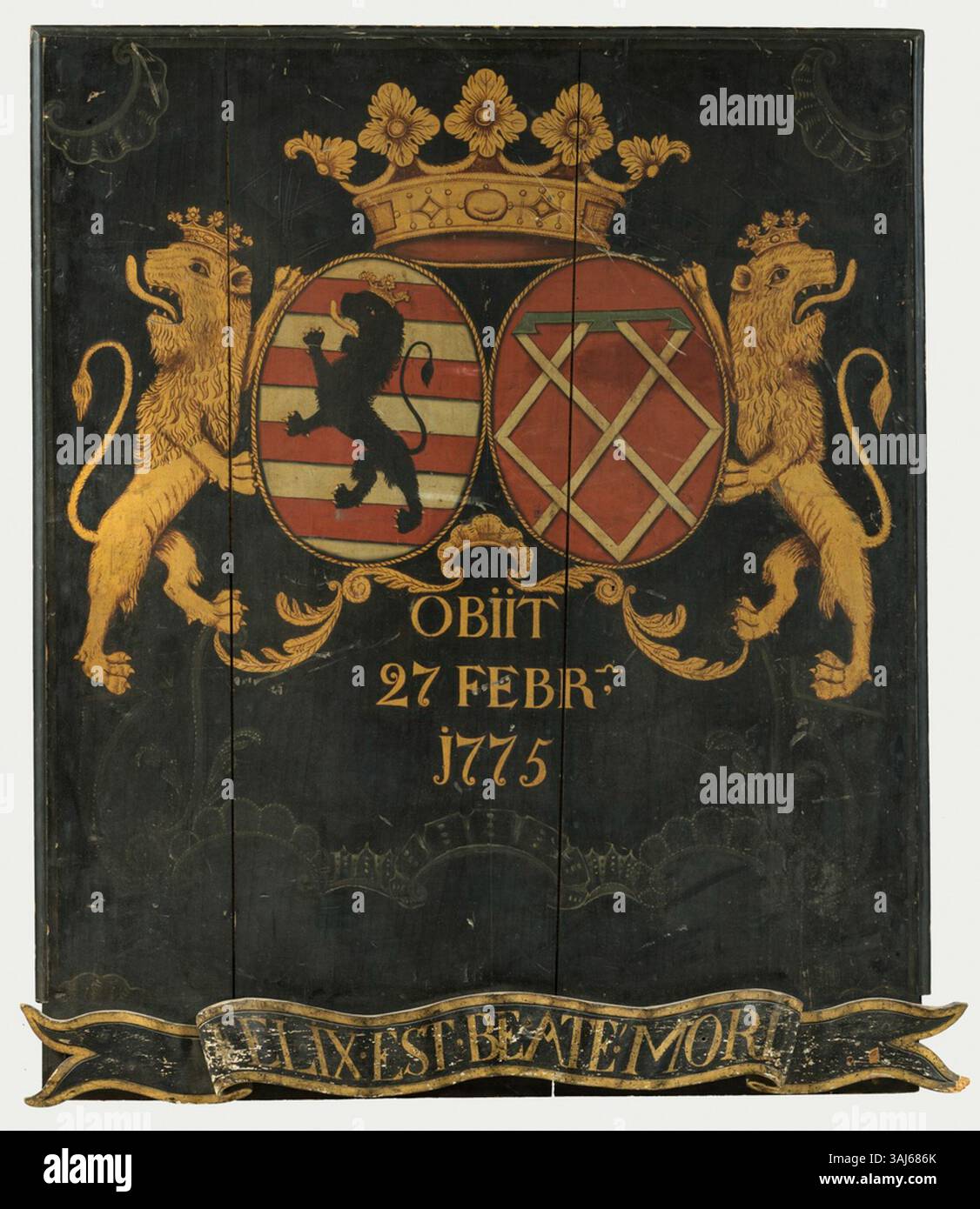 Dodenbord (Death Bed), a 1775 anonymous Dutch painting, represents a ...