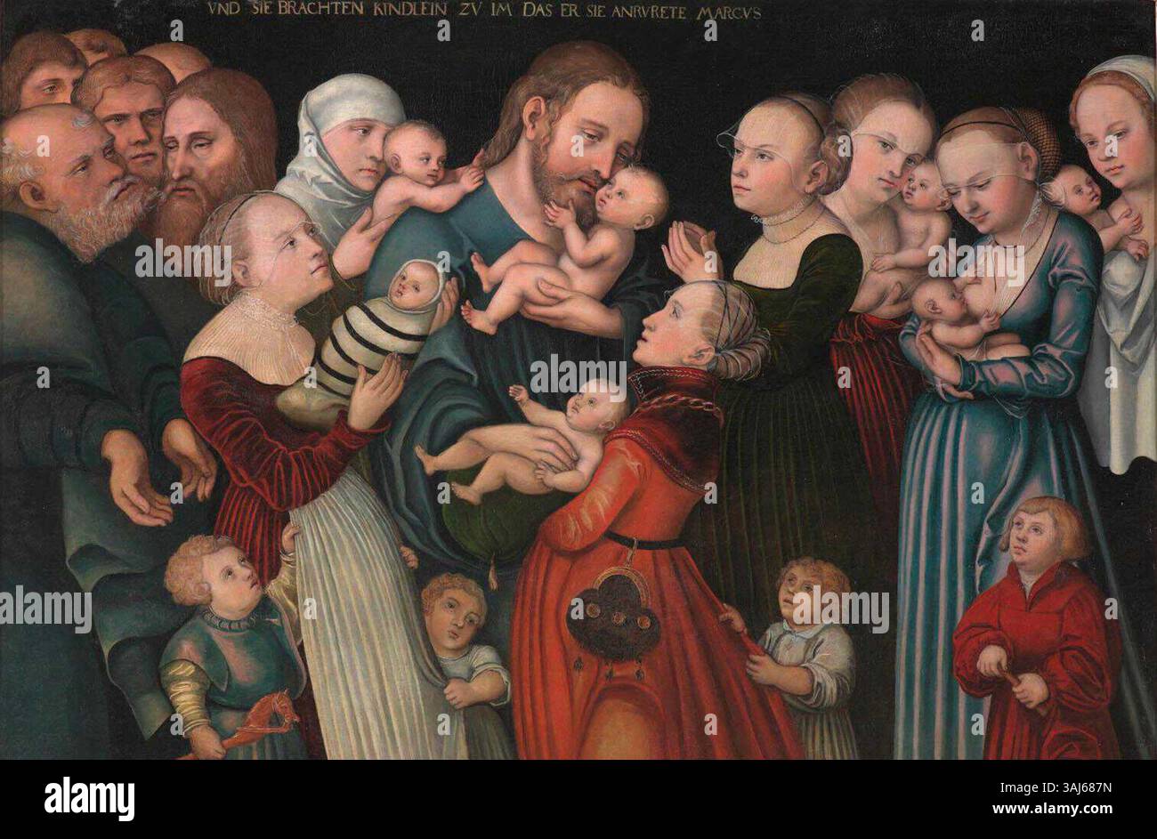 Lucas Cranach the Younger’s painting ‘Christ Blessing the Children ...