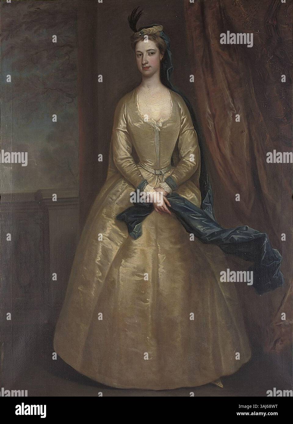 Portrait of Lady Barbara North (née Herbert), wife of Dudley North, in an oyster satin dress and ...