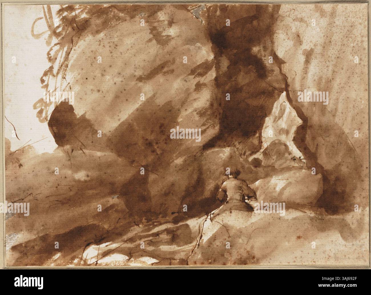 Claude Lorrain’s 1640 drawing depicts the design for the Neptune Grotto ...