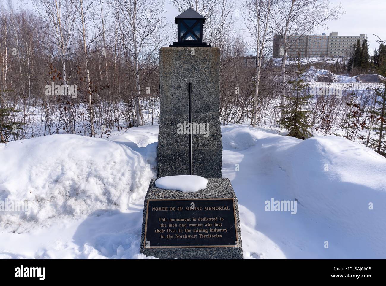 The North of 60 Mining Memorial in Yellowknife, Canada Stock Photo - Alamy