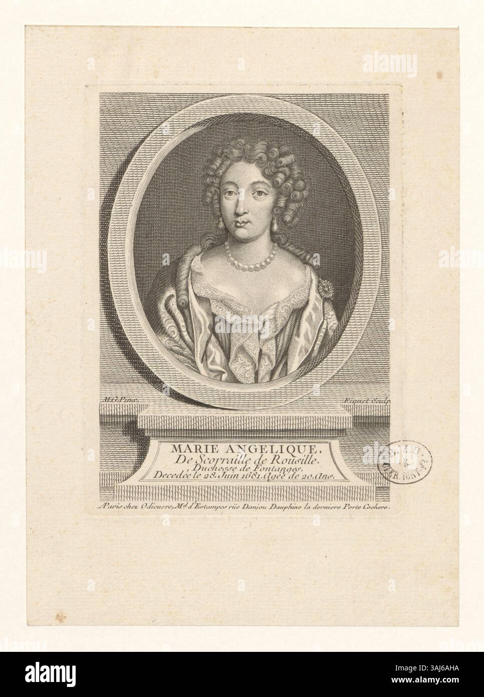 A historical intaglio print of Marie-Angélique de Scorrailles, Duchess ...