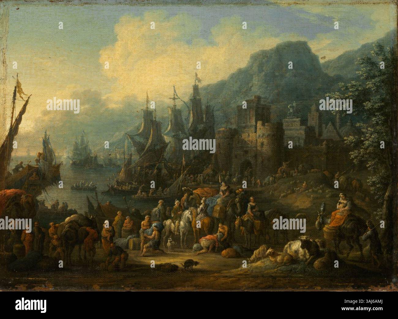 This painting by Jan Baptist van der Meiren, titled Harbour with a ...