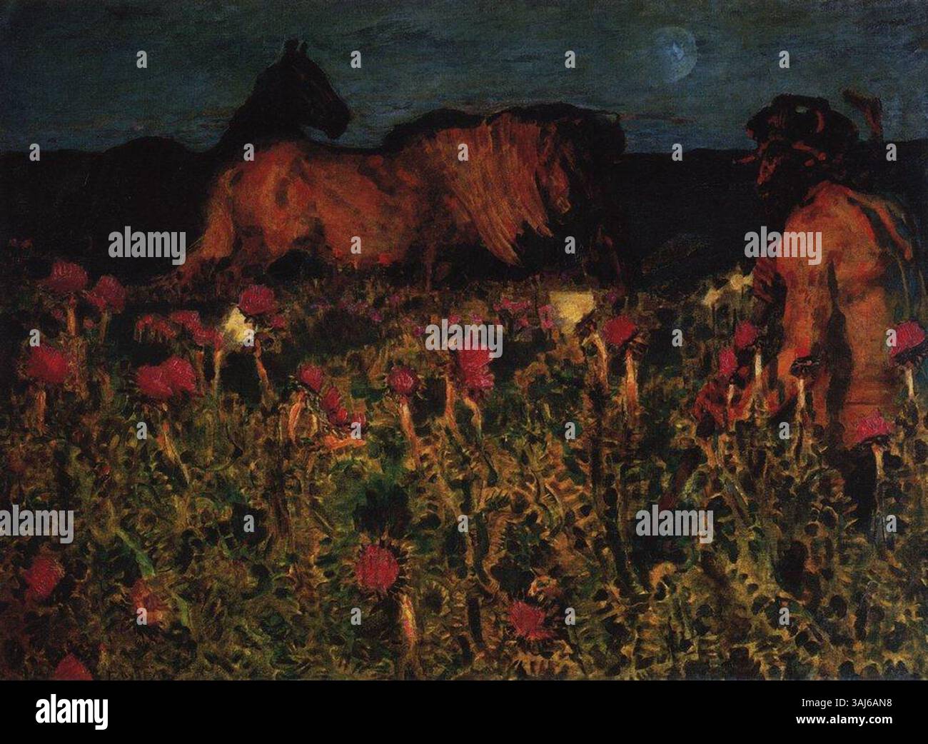 'Night' by Mikhail Vrubel, painted in 1900, showcases the mysterious ...