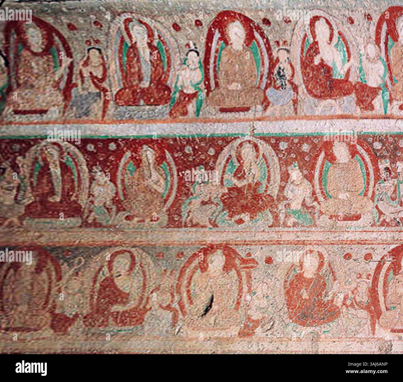 Cave 227, right corridor mural from the 6th century CE, depicting ...