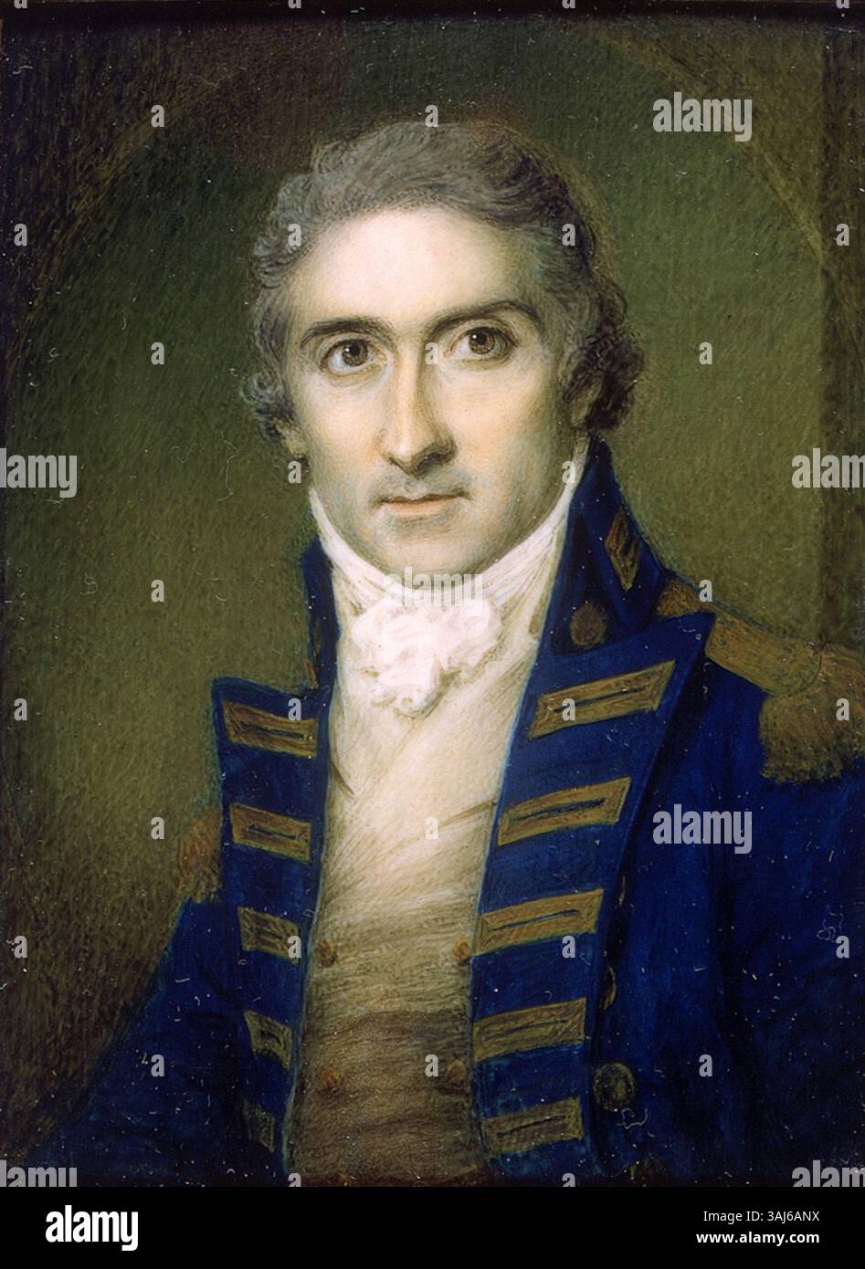 This circa 1800 portrait by Samuel Shelley depicts Captain Edward Riou ...