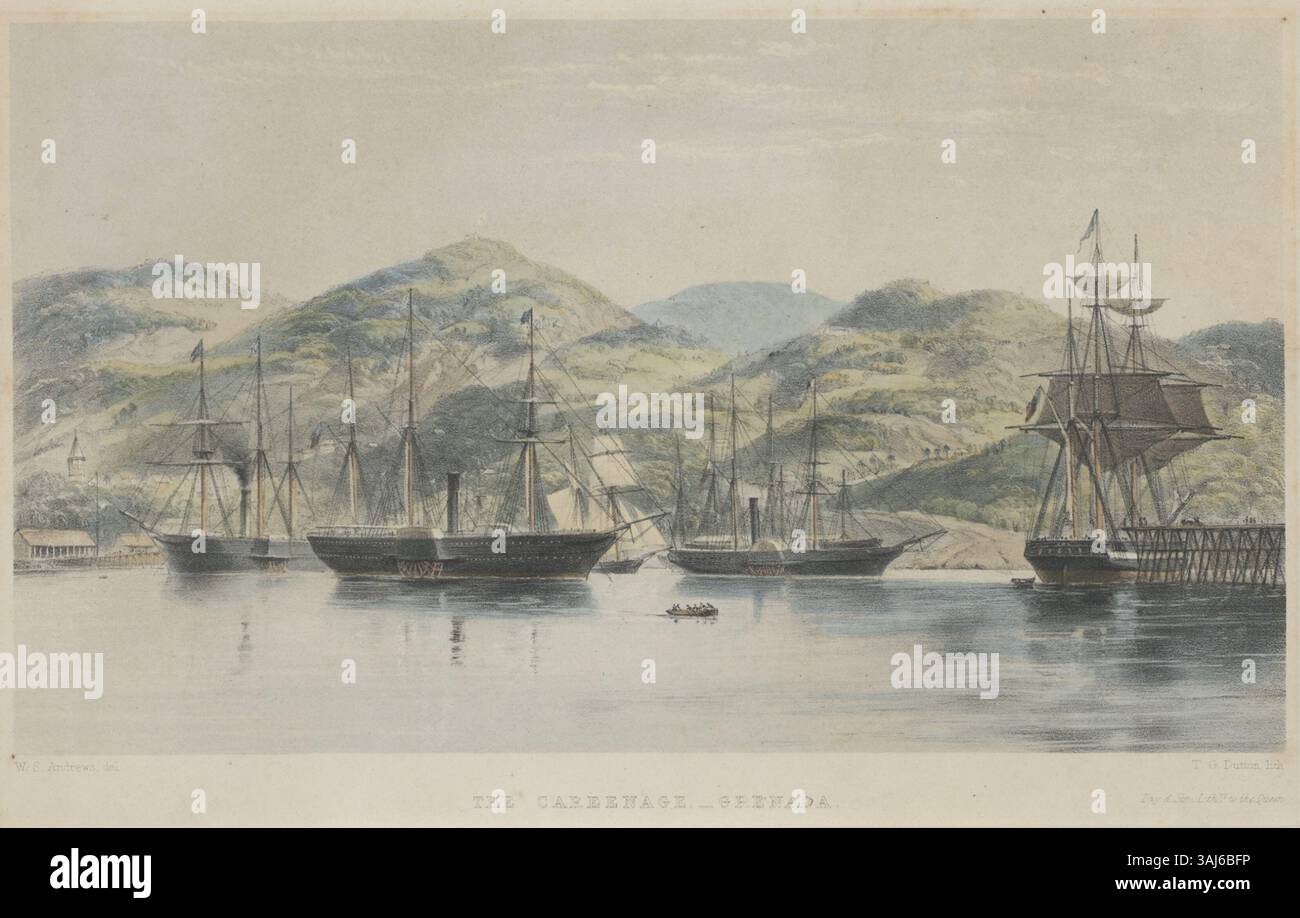 This 1859 print by Thomas Goldsworthy Dutton illustrates the Careenage ...