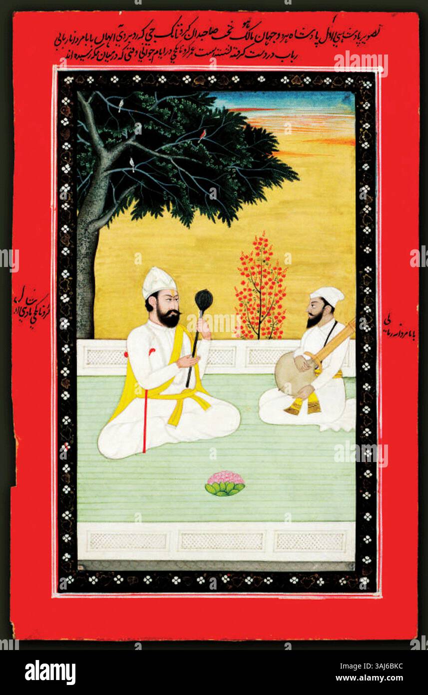 This 19th-century miniature painting depicts Guru Nanak, the first Sikh ...