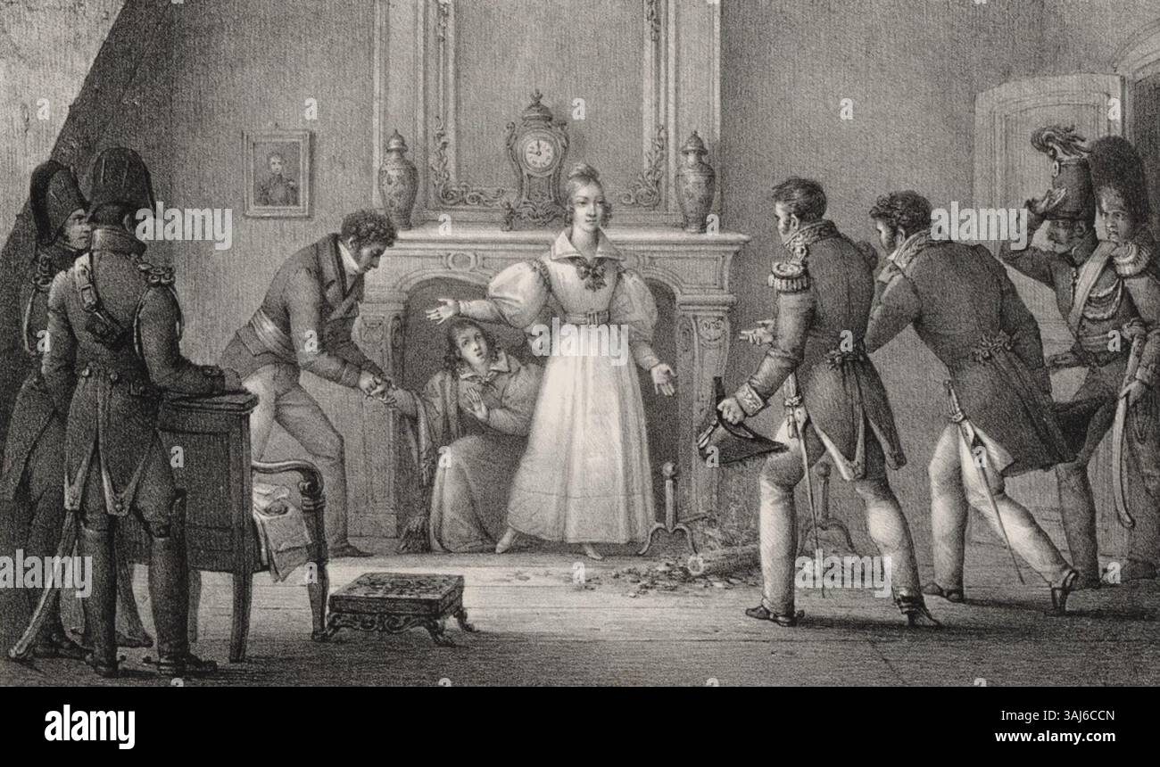 Jean-Henri Marlet's lithograph from 1832 depicts the arrest of the ...