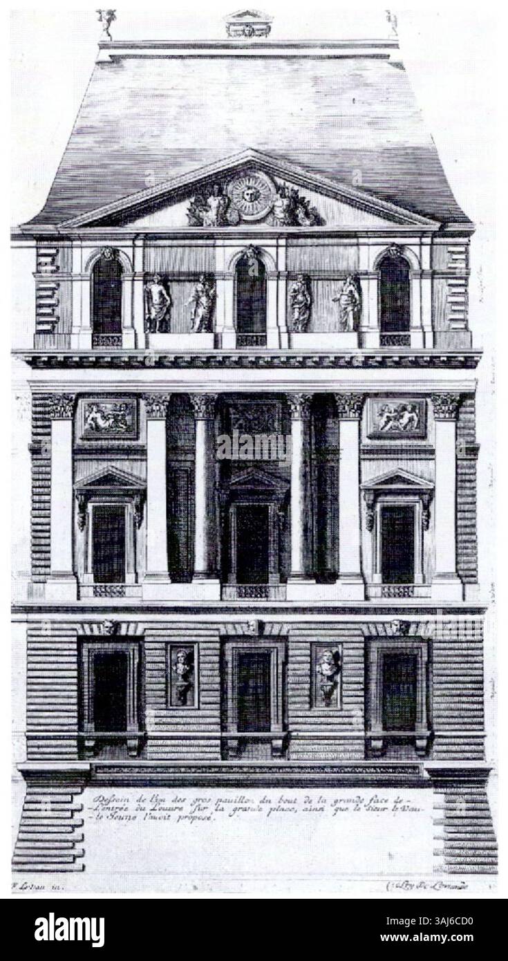 François Le Vau’s design for the end pavilion of the Louvre's east ...