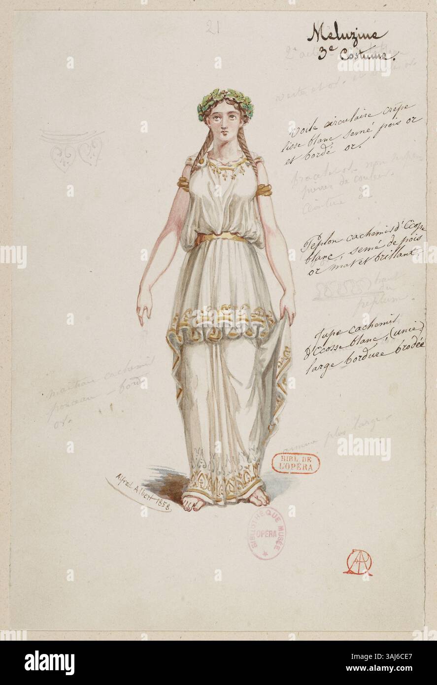 This costume design by Alfred Albert, created between 1856 and 1858 for ...