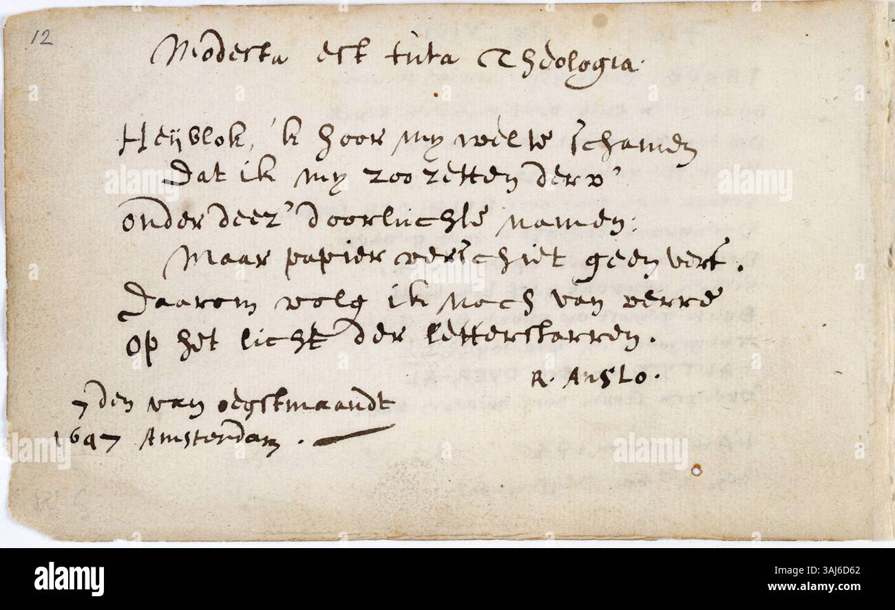 Reyer Anslo (1626–1669), a Dutch poet and playwright, wrote a poem for ...