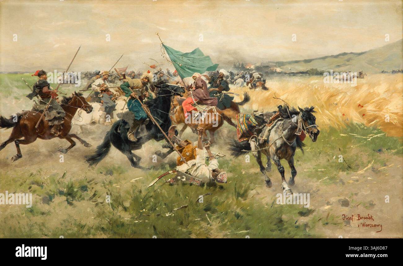 Józef Brandt's oil painting 'Battle of the Cossacks with the Tatars ...