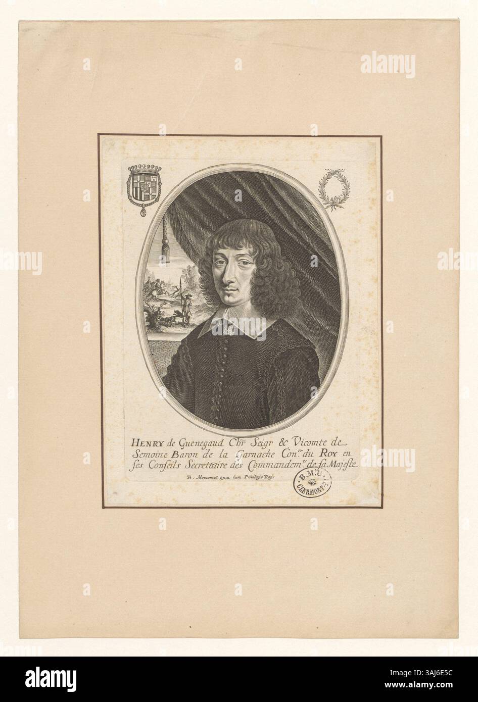 Intaglio print of Henry de Guenegaud, a French nobleman and royal ...