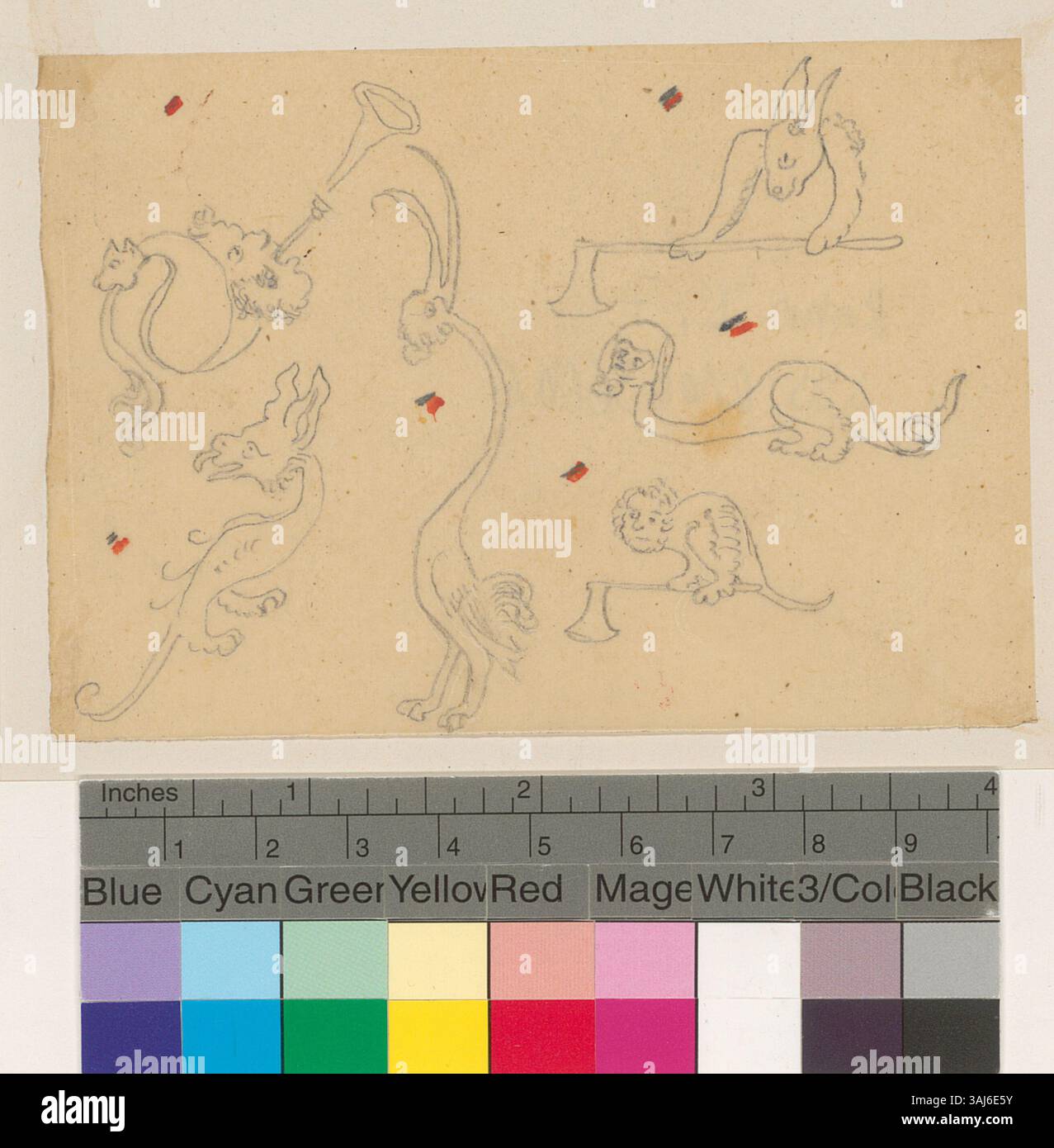 The image depicts the Drolerie, a type of medieval ornamental design ...