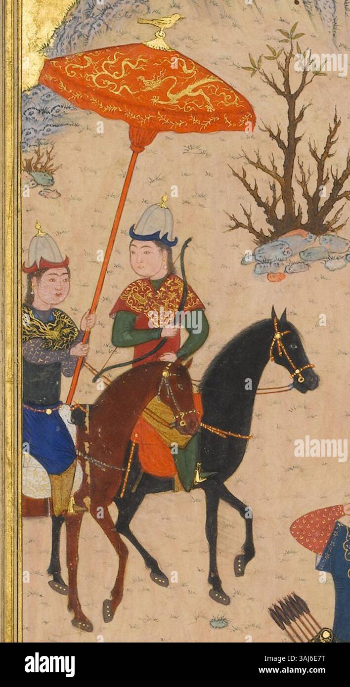 This detail from 'Haft Paikar' shows Bahram Gur demonstrating his skill ...
