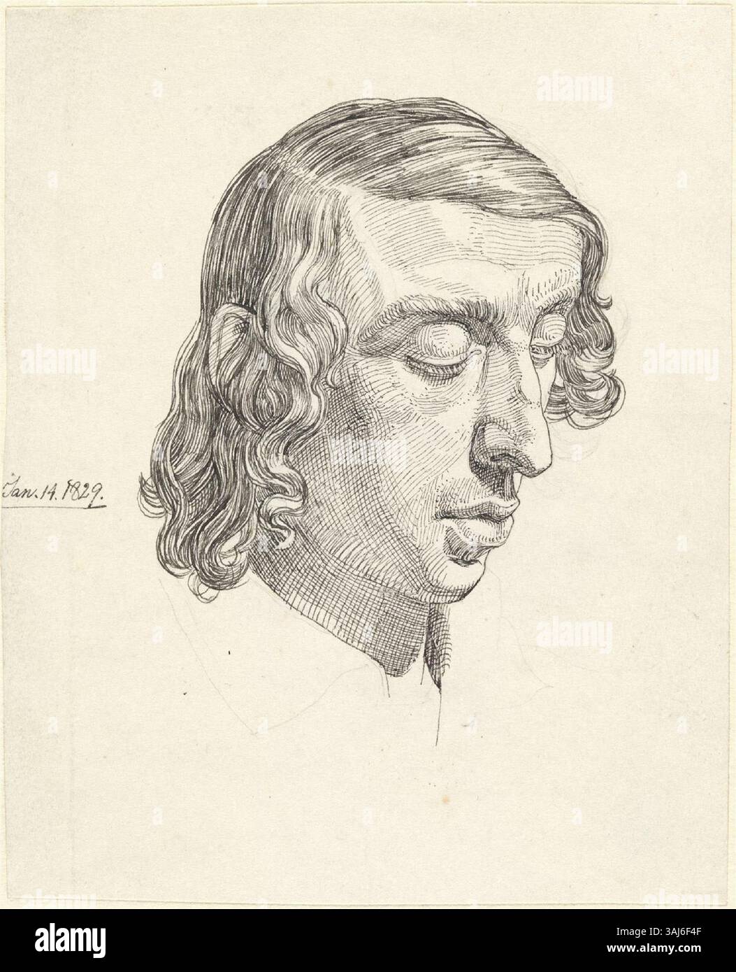 A 1829 pen drawing of Victor Emil Janssen by Jacob Gensler, part of the ...