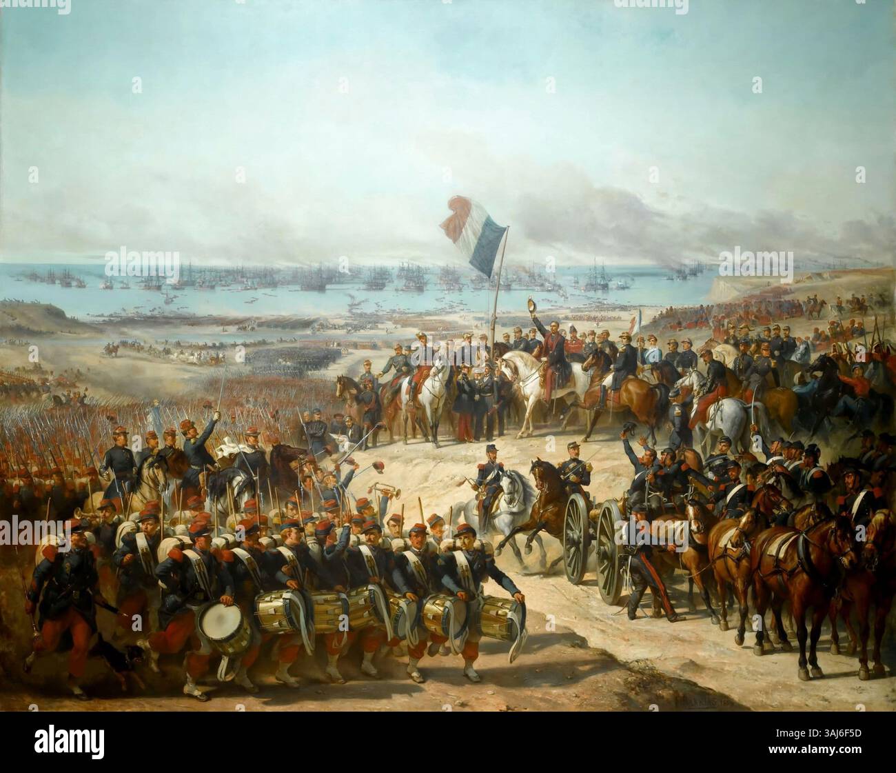 Félix-Joseph Barrias' 1859 painting depicts the French army's landing at Old-Port in Crimea on ...