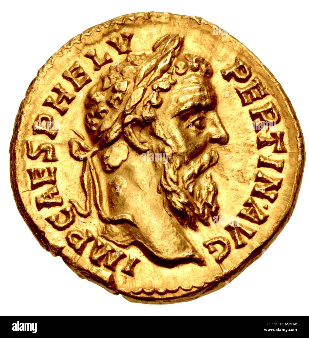 The aureus coin of Pertinax (193 AD) features the legend: IMP(ERATOR ...