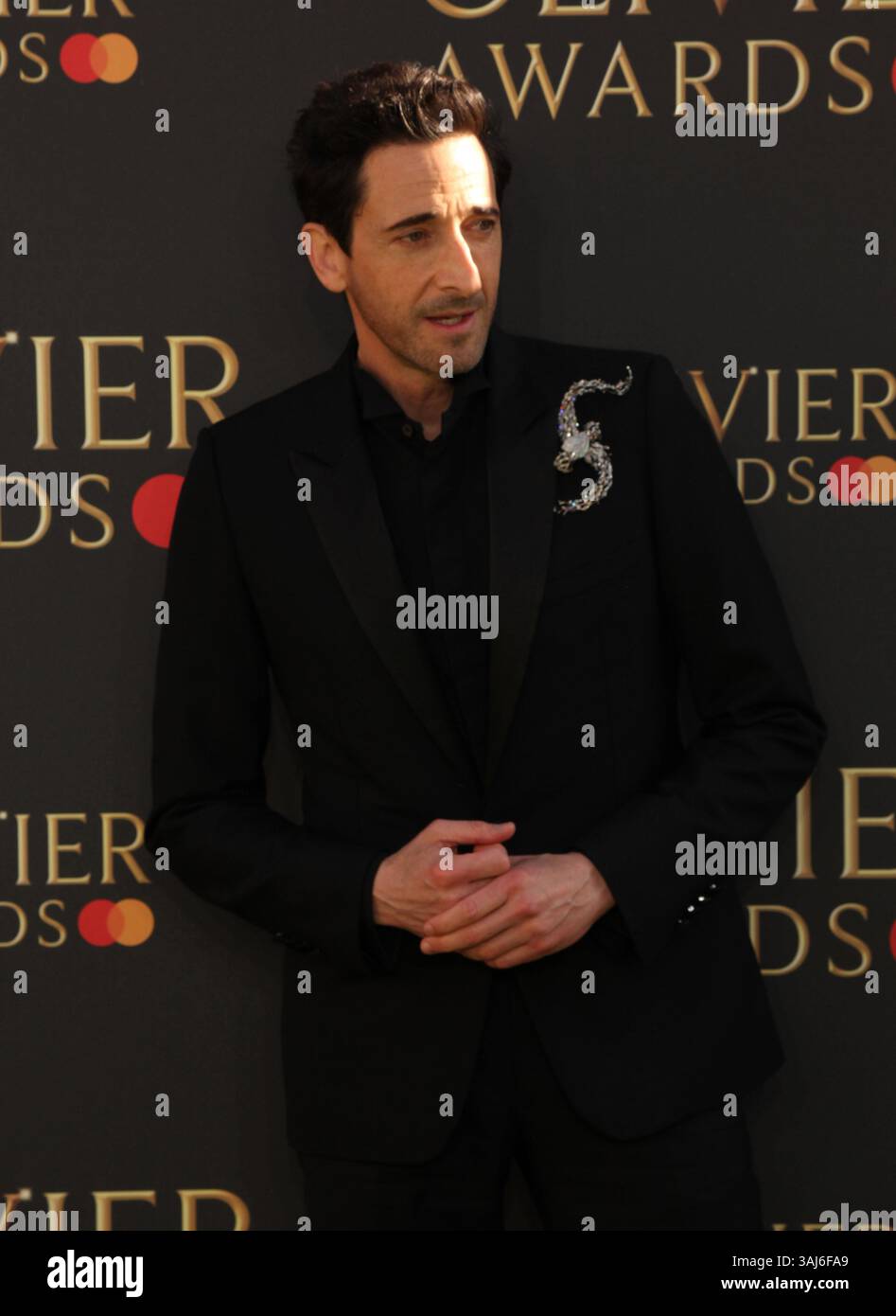 London, UK. Adrien Brody at Mastercard sponsored 2025 Olivier Awards ...