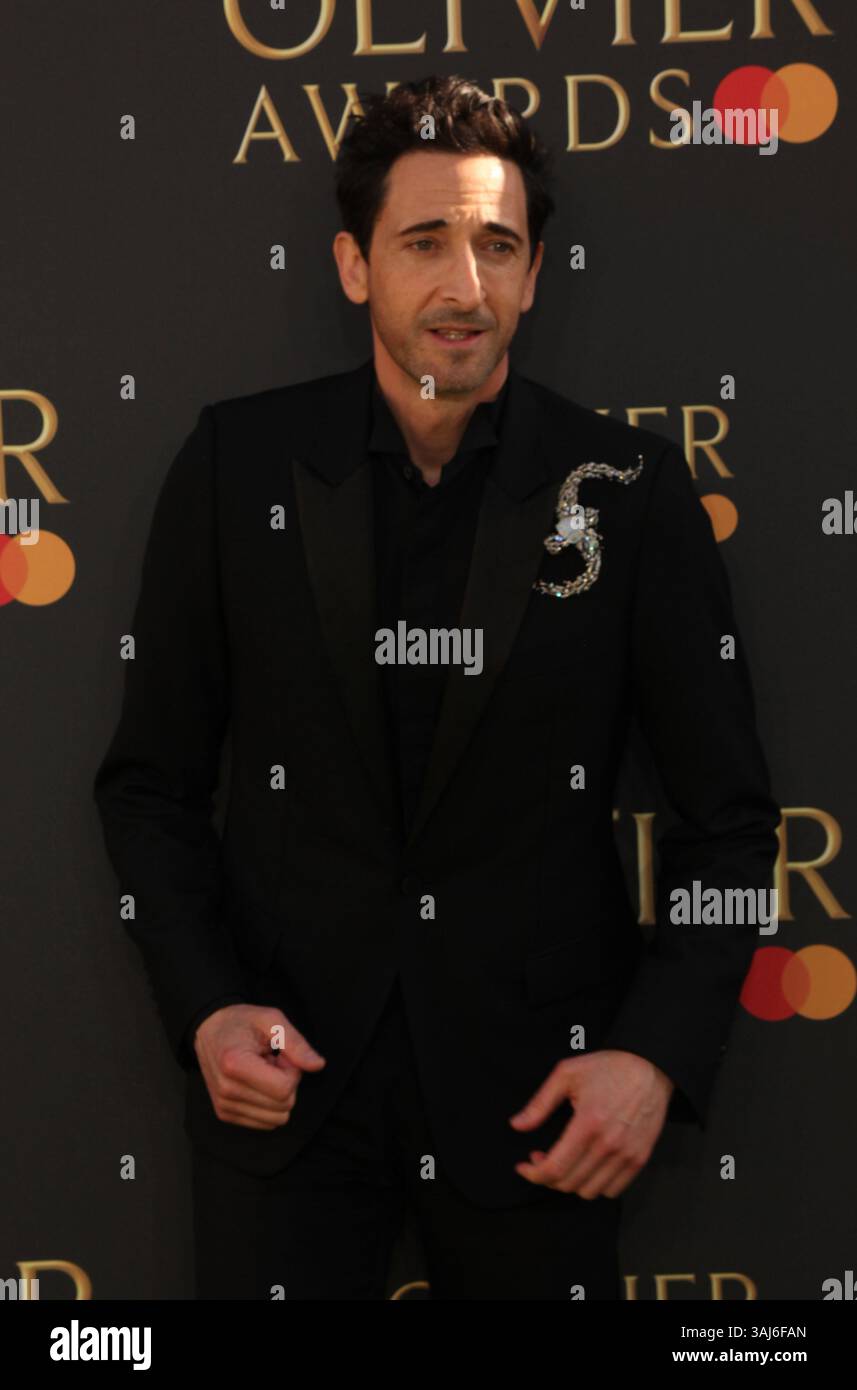 London, UK. Adrien Brody at Mastercard sponsored 2025 Olivier Awards ...