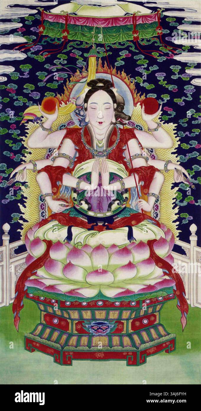 This painting from the Qing Dynasty (1644–1911) depicts the White Cloud ...